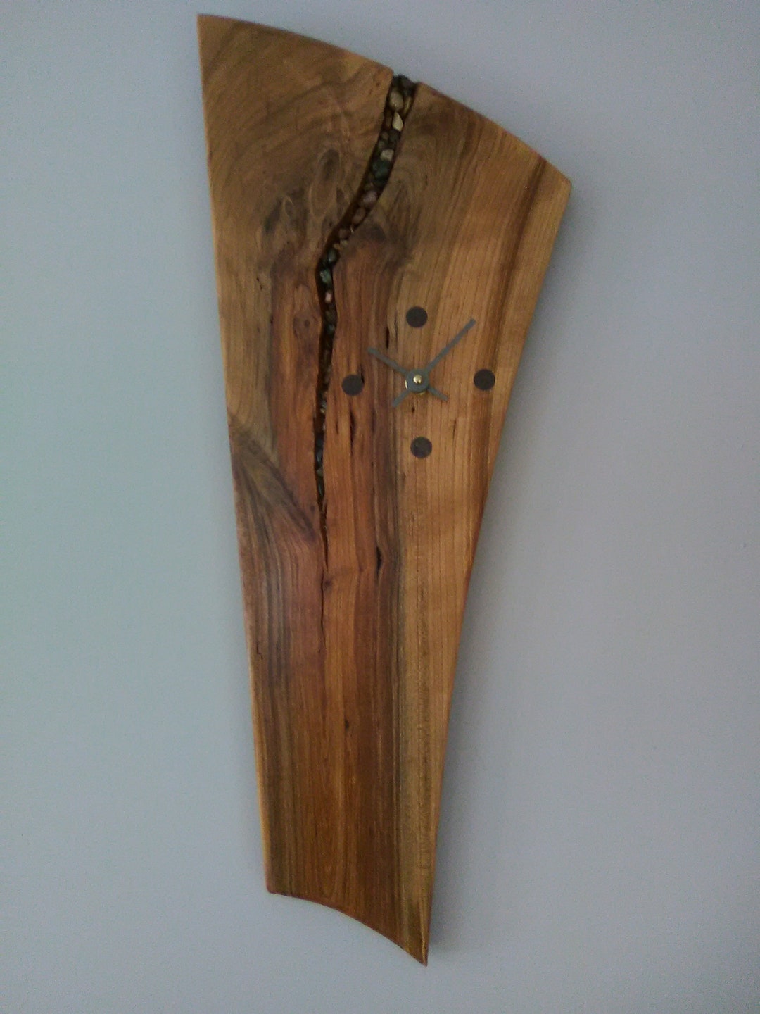 Cherry Wood With River Rock Inlay Clock - Etsy