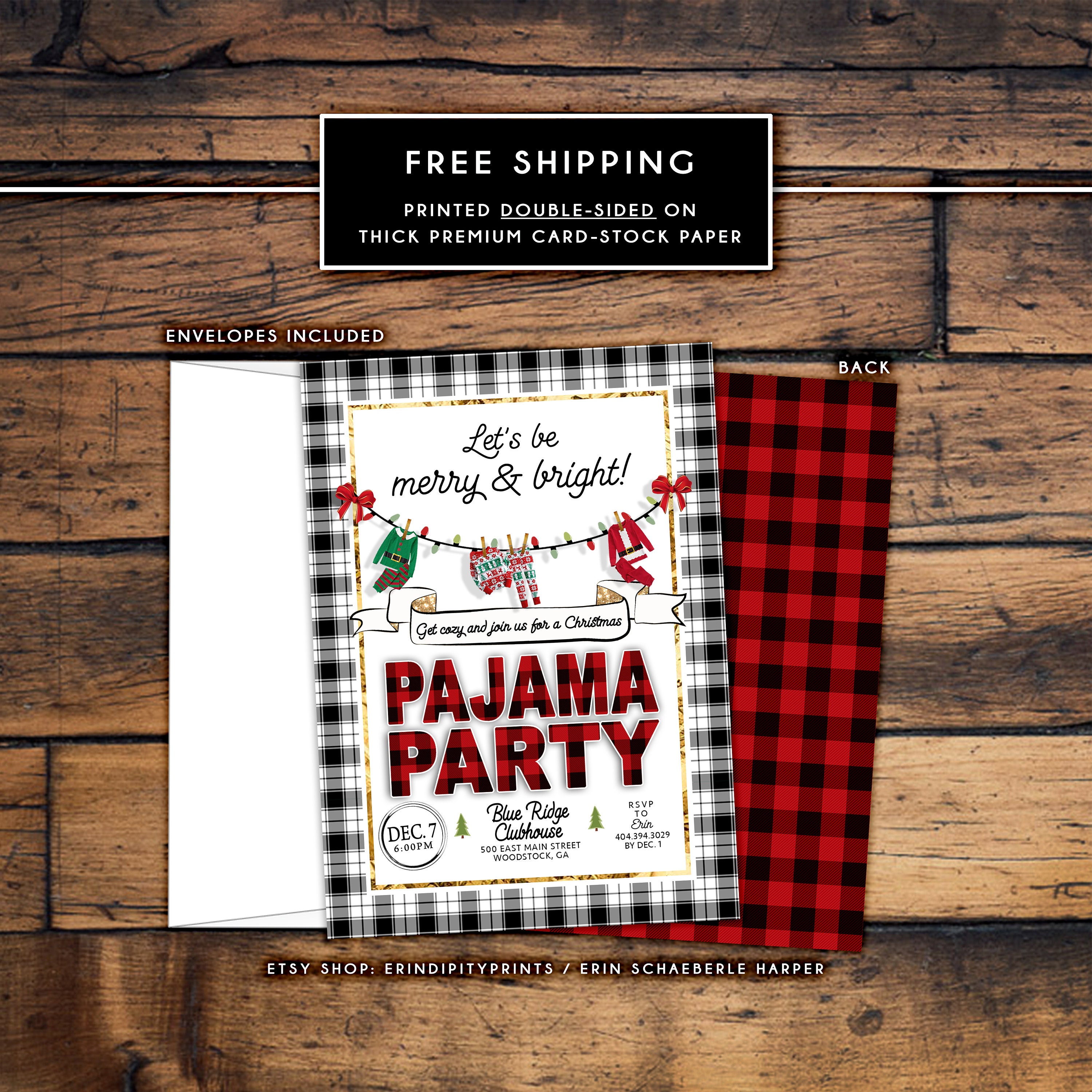 Christmas PJs Pajama Party Invitation Digital File Or Etsy