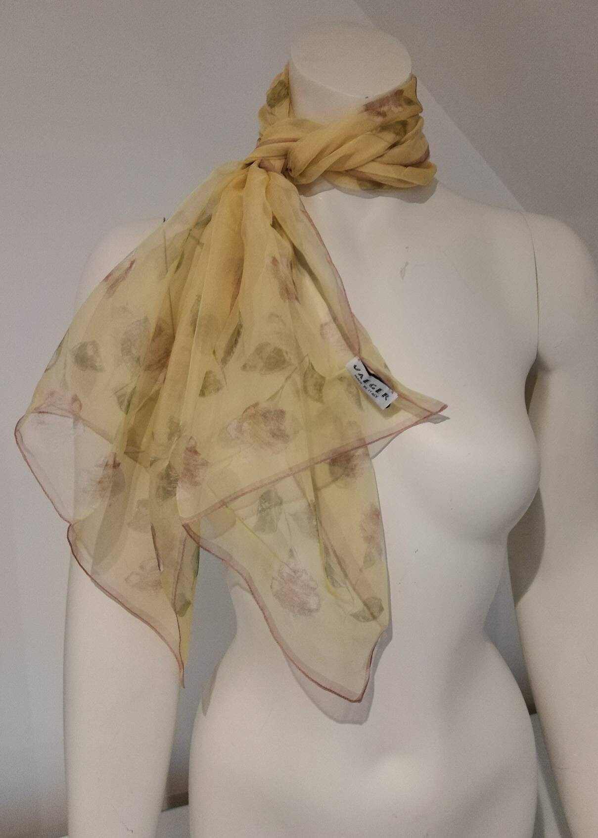 Stunning Jaeger Floral Silk Chiffon Scarf - Etsy