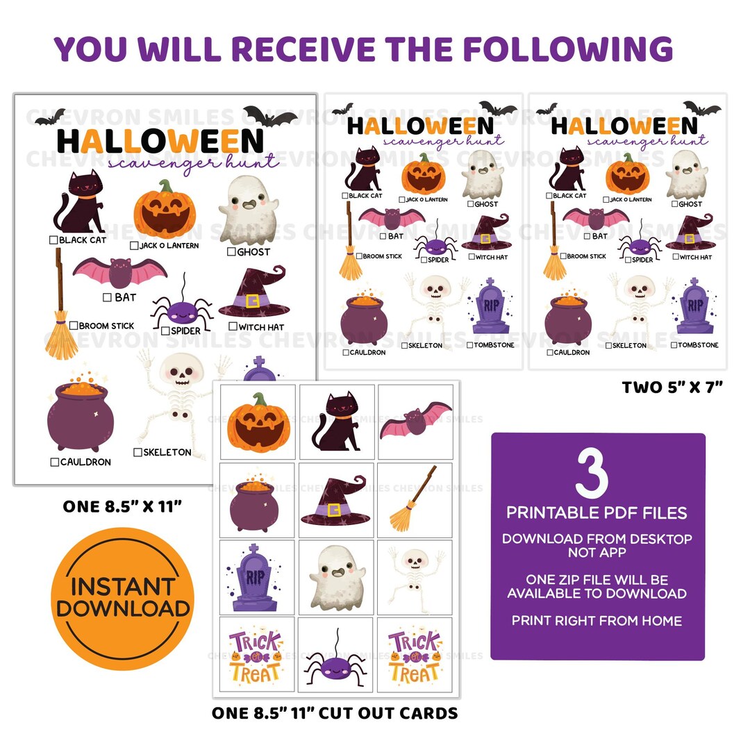 Scavenger Hunt Printable File for Halloween Fall | Kids Halloween ...