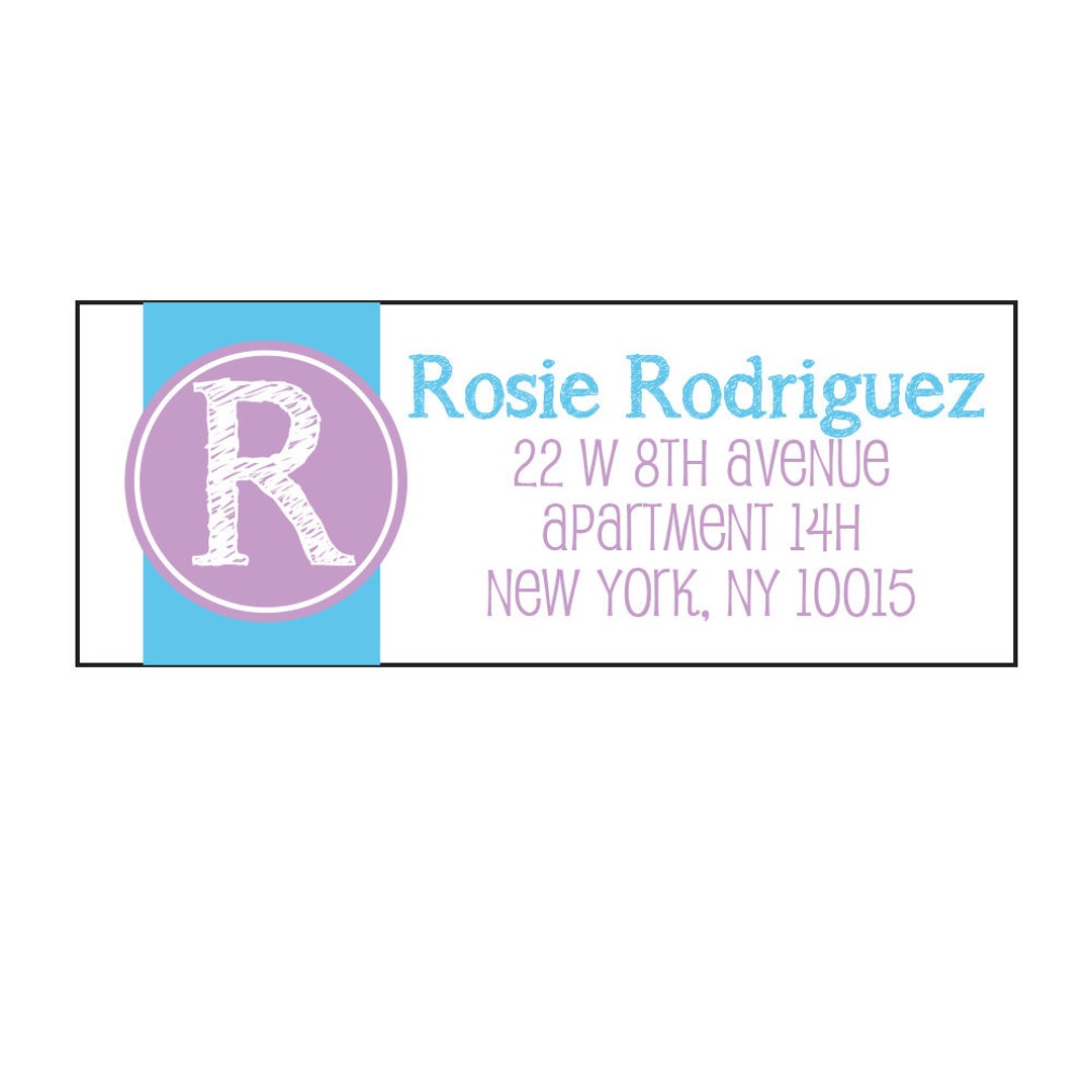 Monogram Address Labels, Personalized Return Labels, Teal and Purple - Etsy