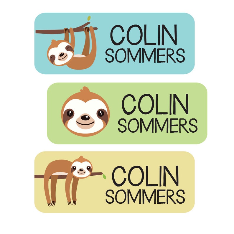 Sloth Name Labels 30 Personalized Waterproof Labels for Boy | Etsy