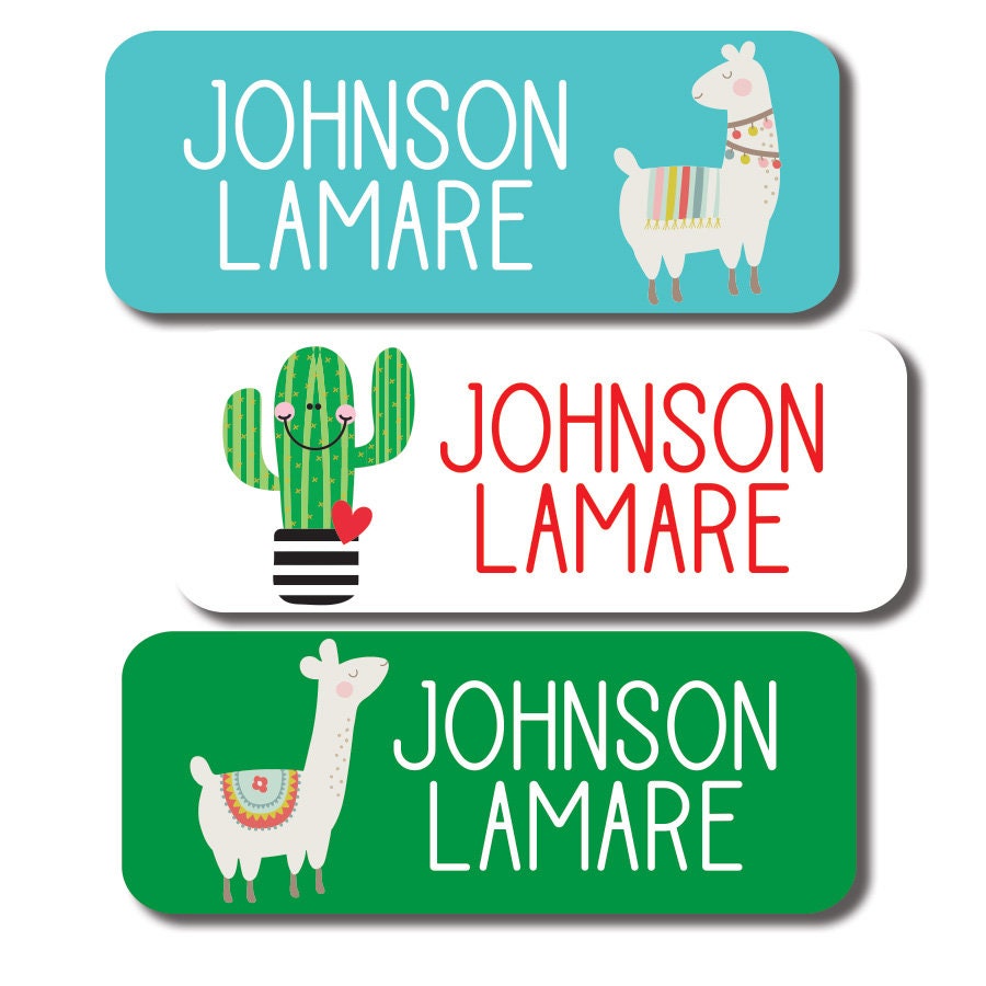 30 Personalized Llama Name Labels | Customized Dishwasher Safe School ...