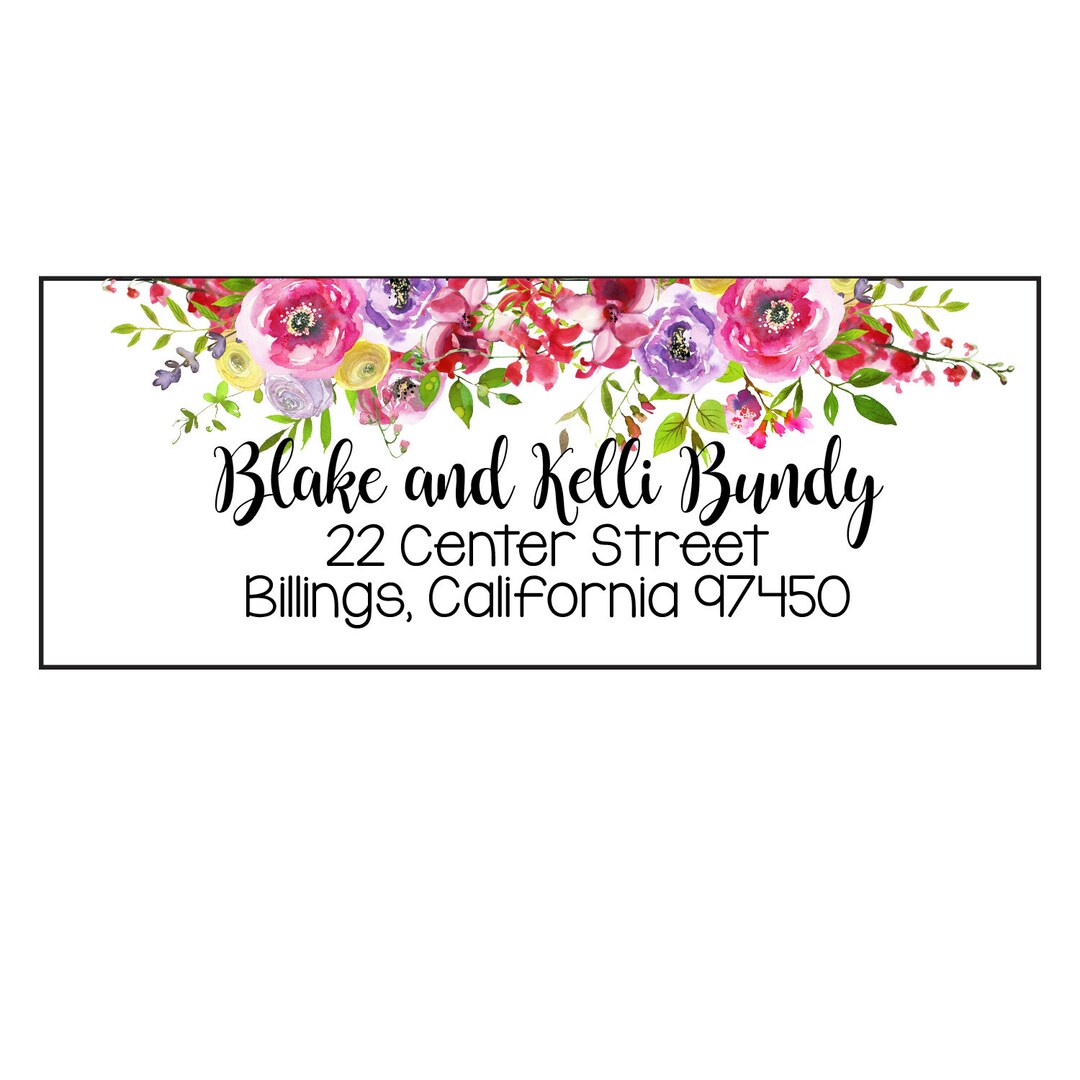 Floral Address Labels, 60 Personalized Mailing Labels, Watercolor ...