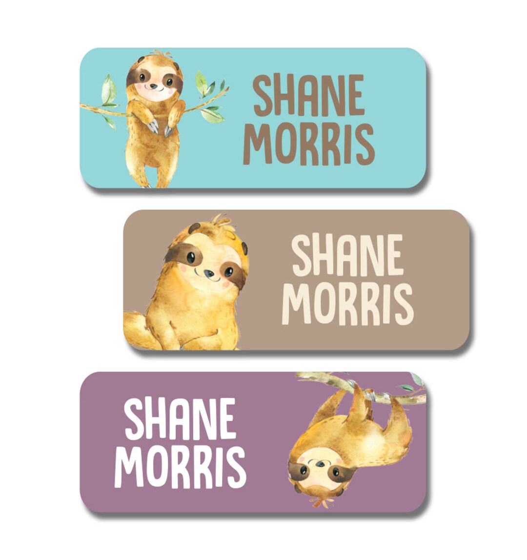 Sloth Name Labels | Waterproof Daycare Stickers | School Supply ...