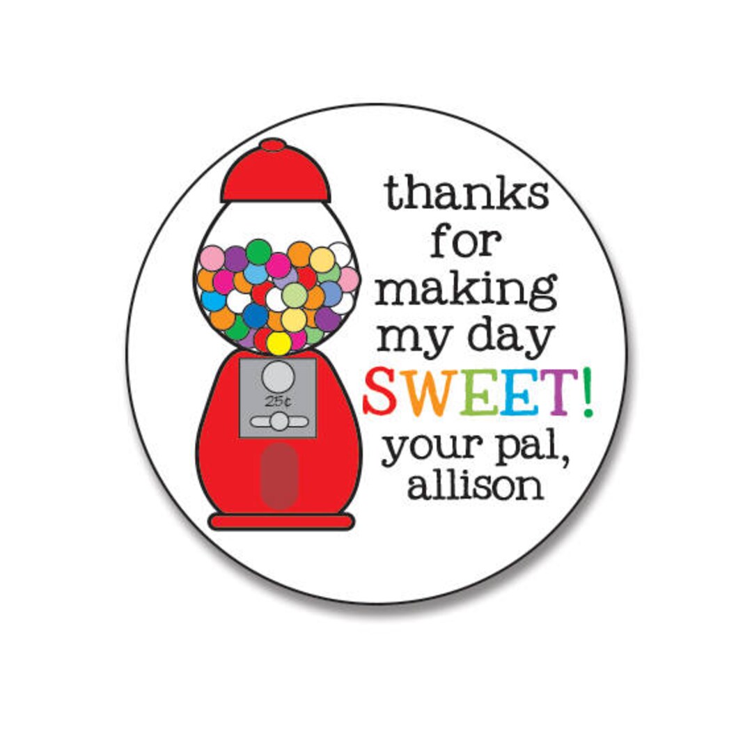 Gumball Birthday Stickers, Personalized Gift Labels for Kids Party ...