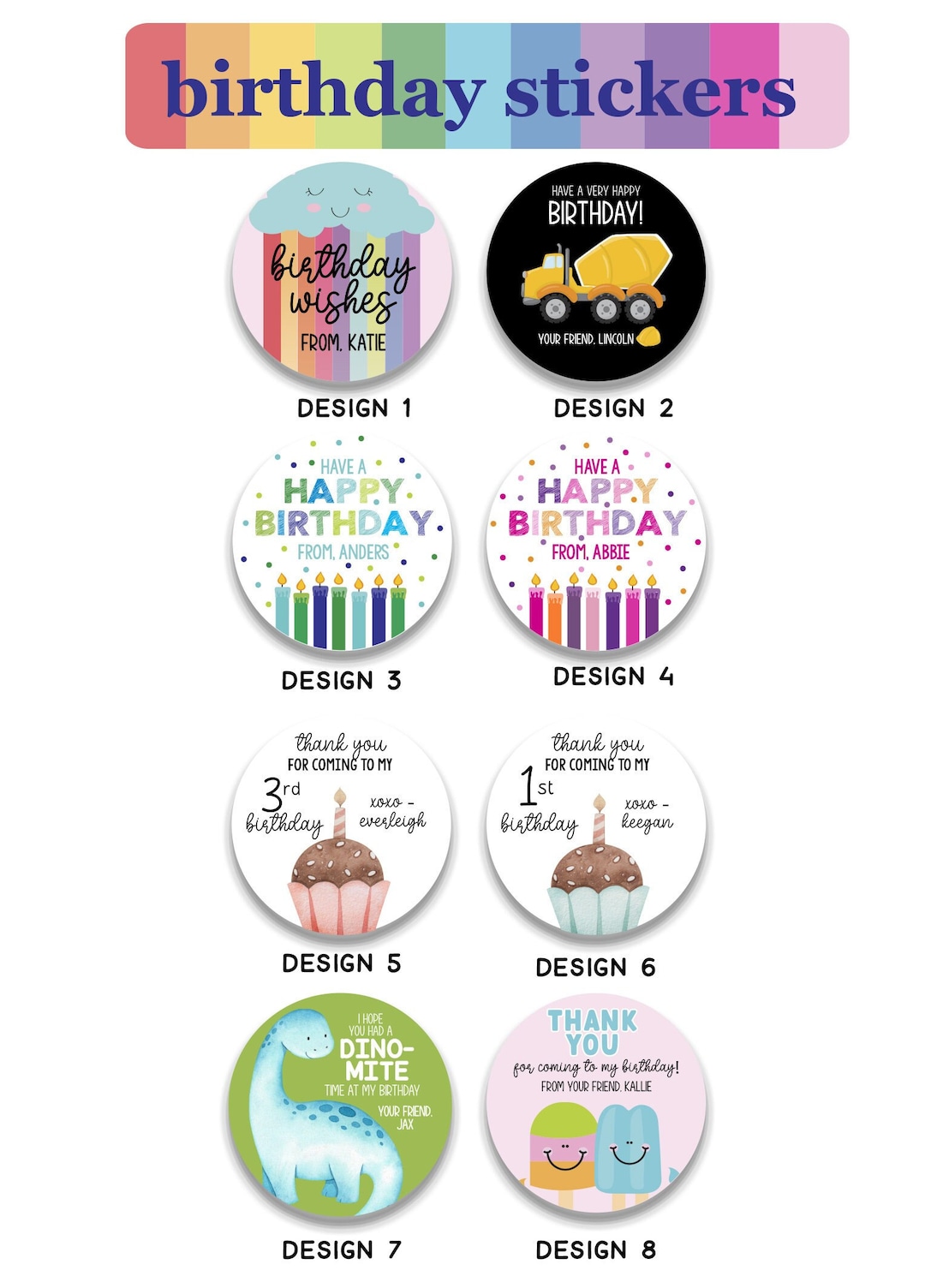 Happy Birthday Stickers | Custom Birthday Gift Labels | Kids Birthday ...