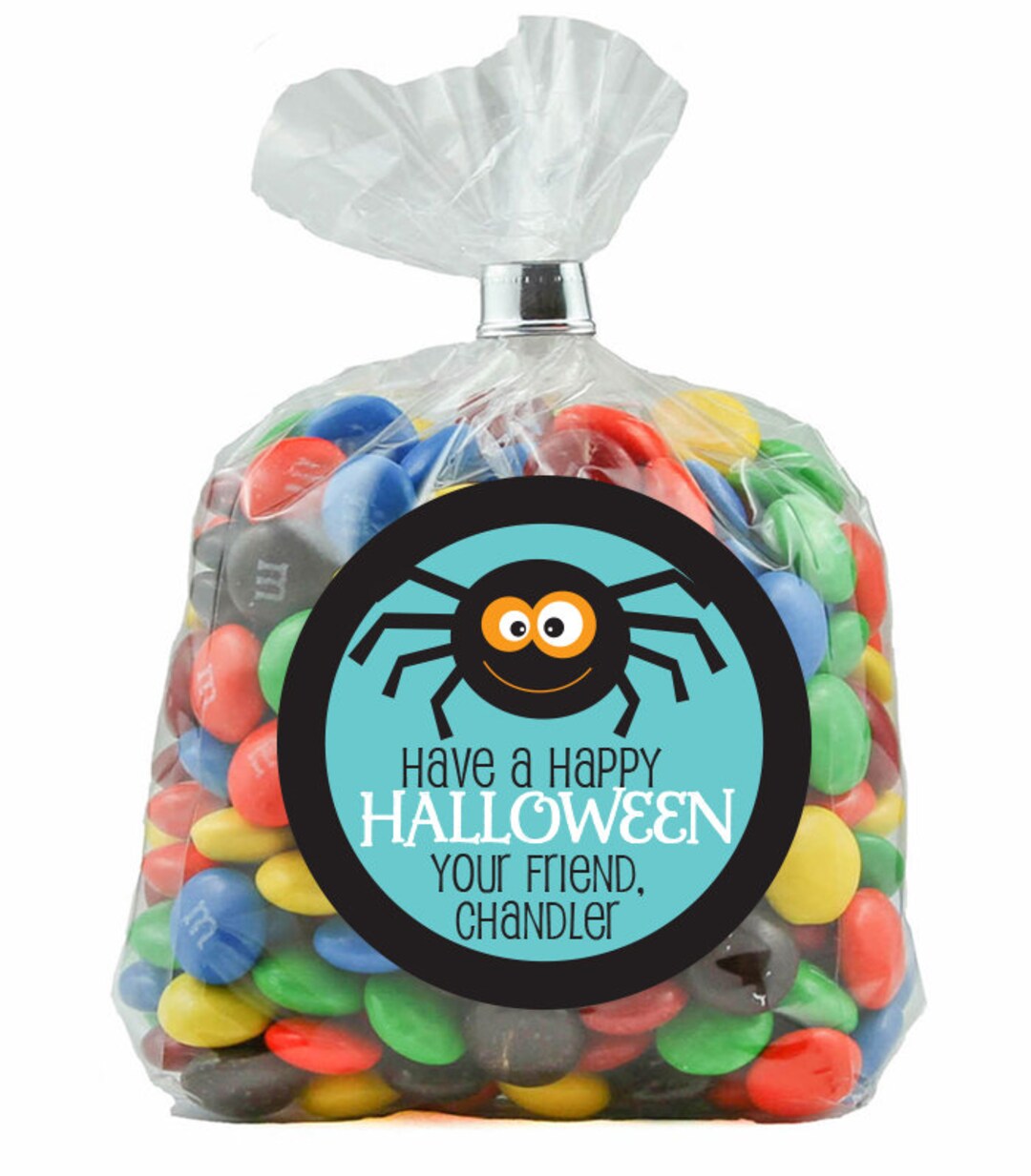 Spider Halloween Label, Personalized Halloween Sticker, Kids Treat Bag ...