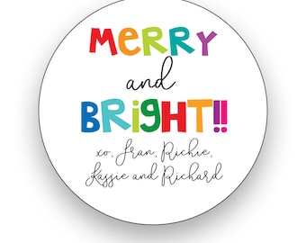 Merry & Bright Christmas Gift Labels Personalized Christmas Stickers ...