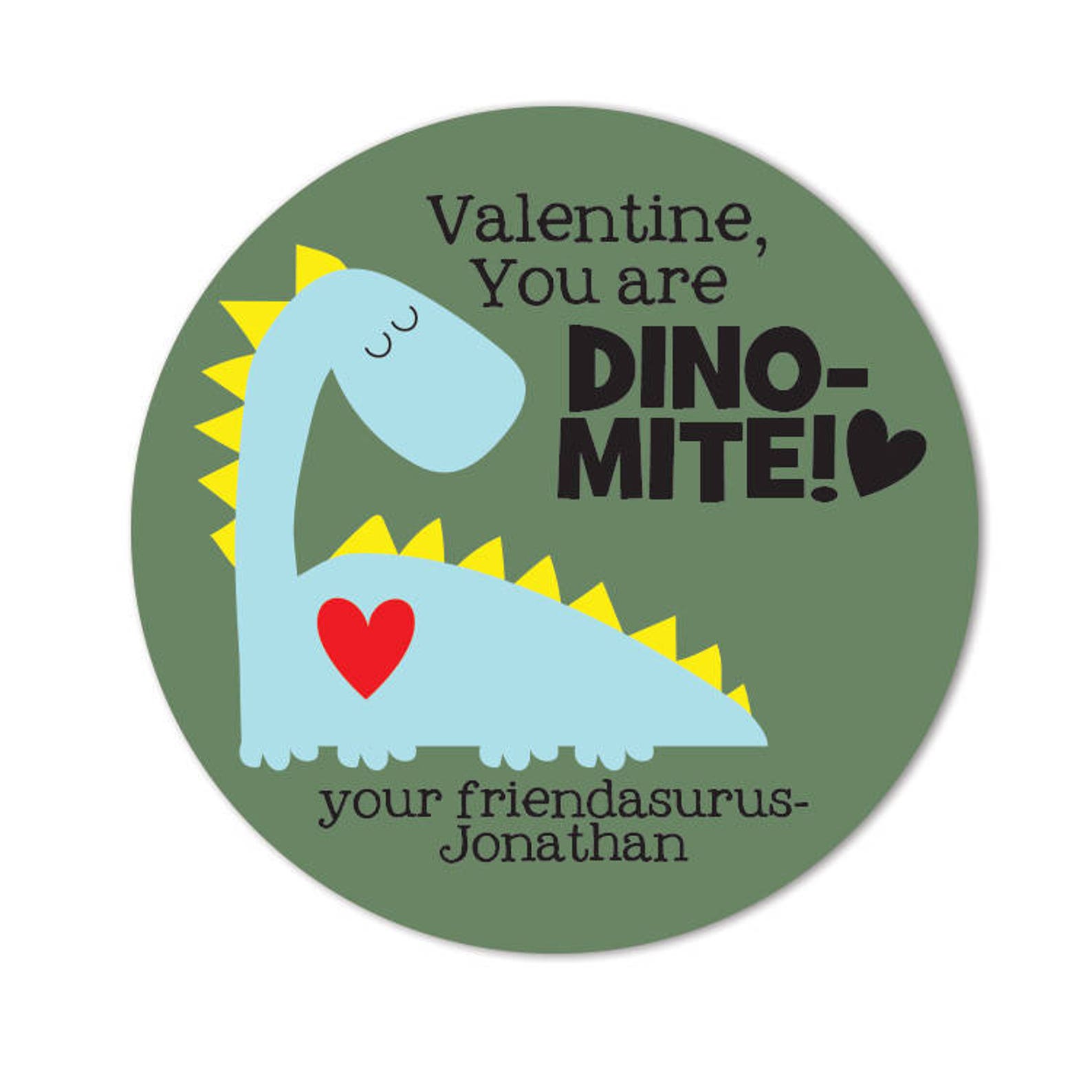 Boys Valentine Day Stickers, Dinosaur Valentines, Dino-mite, Valentine ...