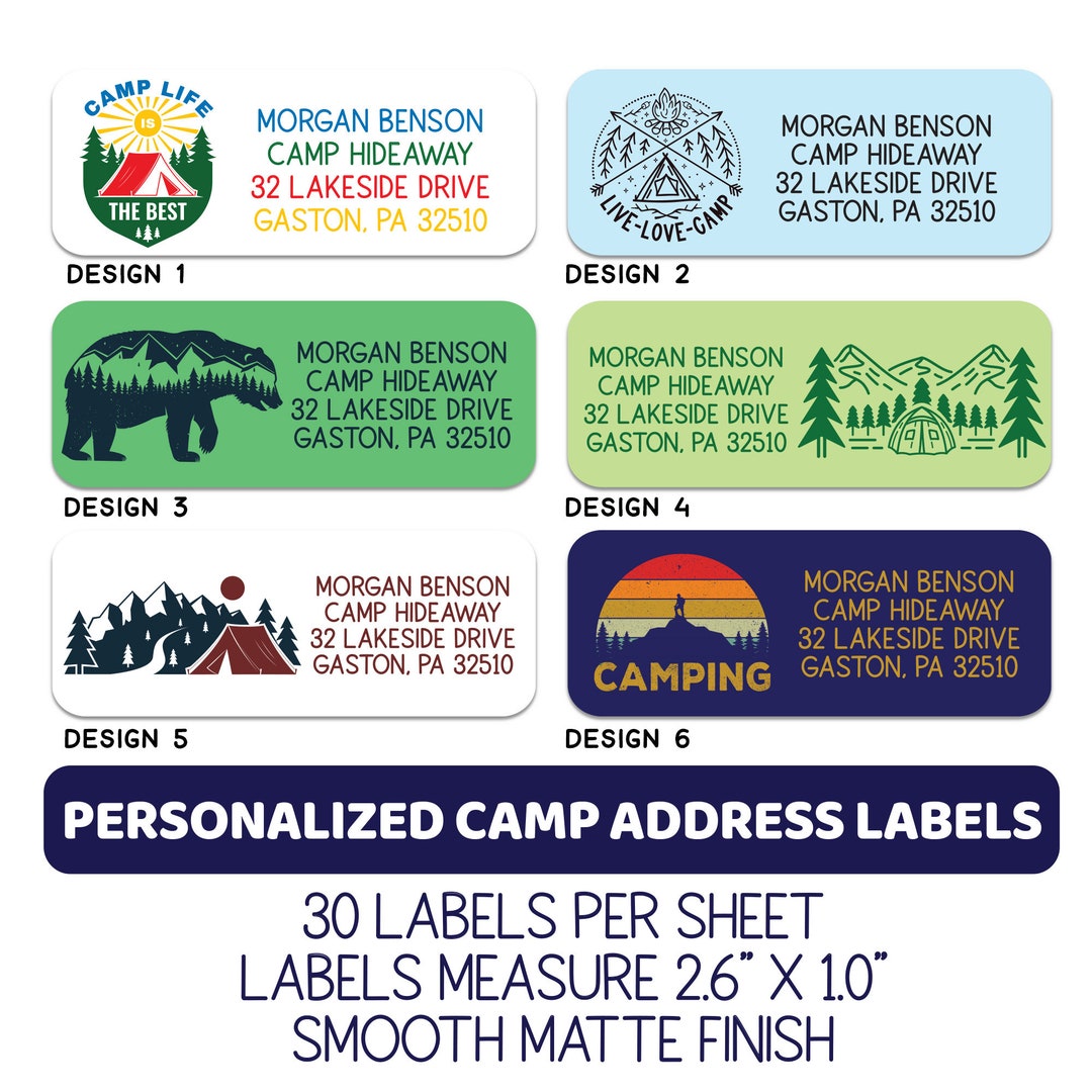 Boy Camp Address Labels / Summer Camp Mailing Stickers / Camping Return ...