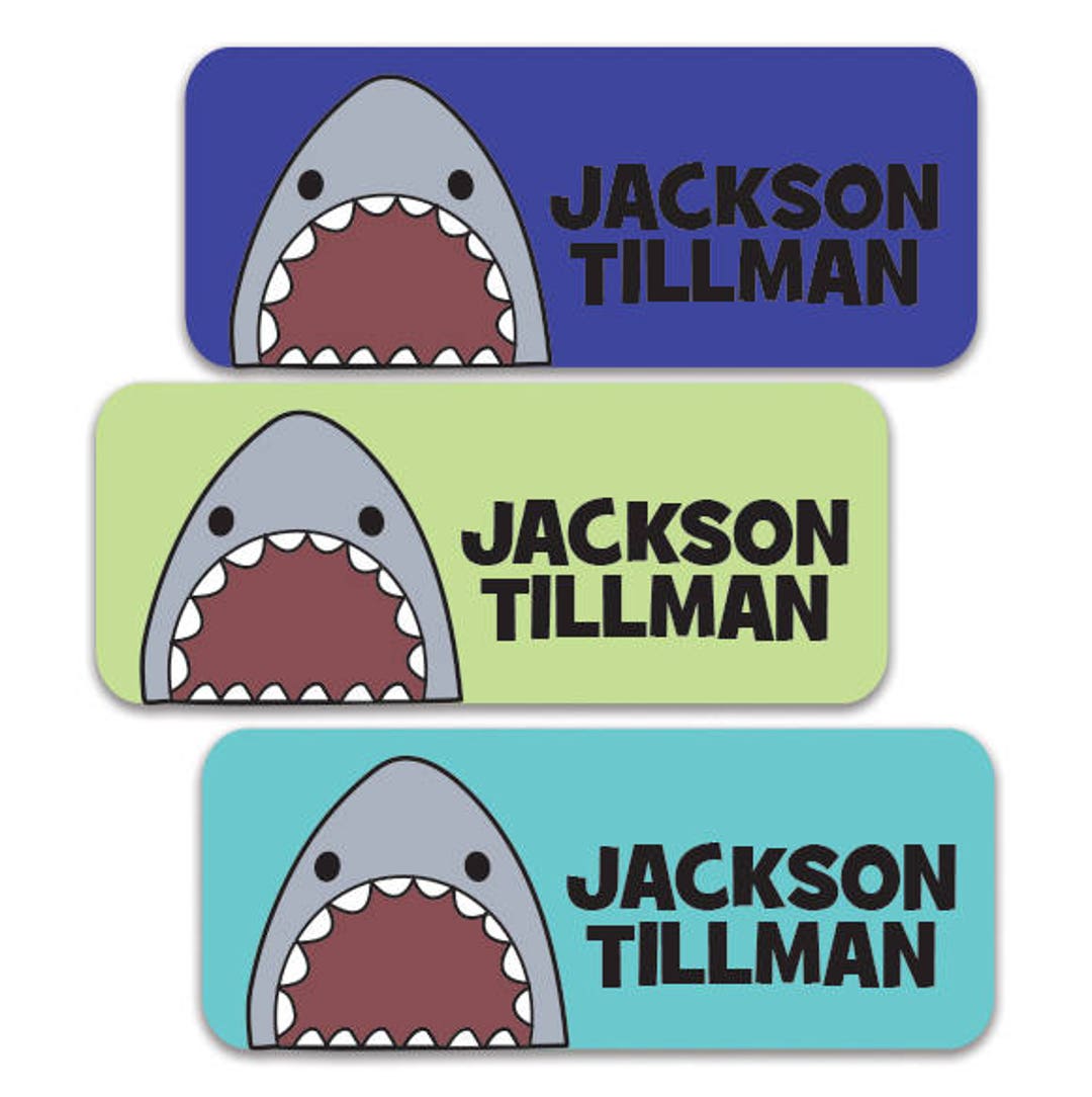 Shark Name Labels, Boys Waterproof Stickers, Daycare Labels, Back to ...
