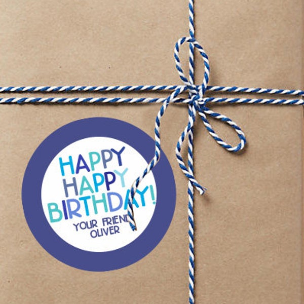 Round Happy Birthday Stickers - Etsy