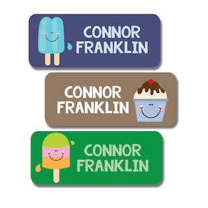 30 Ice Cream Name Labels | Personalized Waterproof Stickers for Camp ...