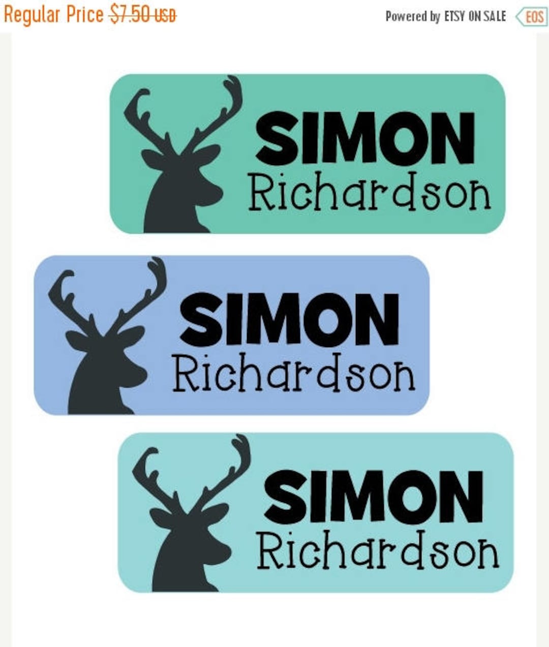 Name Labels for Boys Deer Antler Design Dishwasher Safe - Etsy