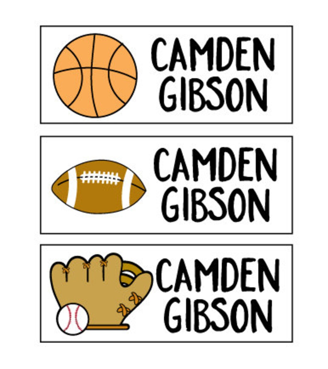 Boy Name Labels, Sports Waterproof Stickers, Daycare Labels, Baseball ...