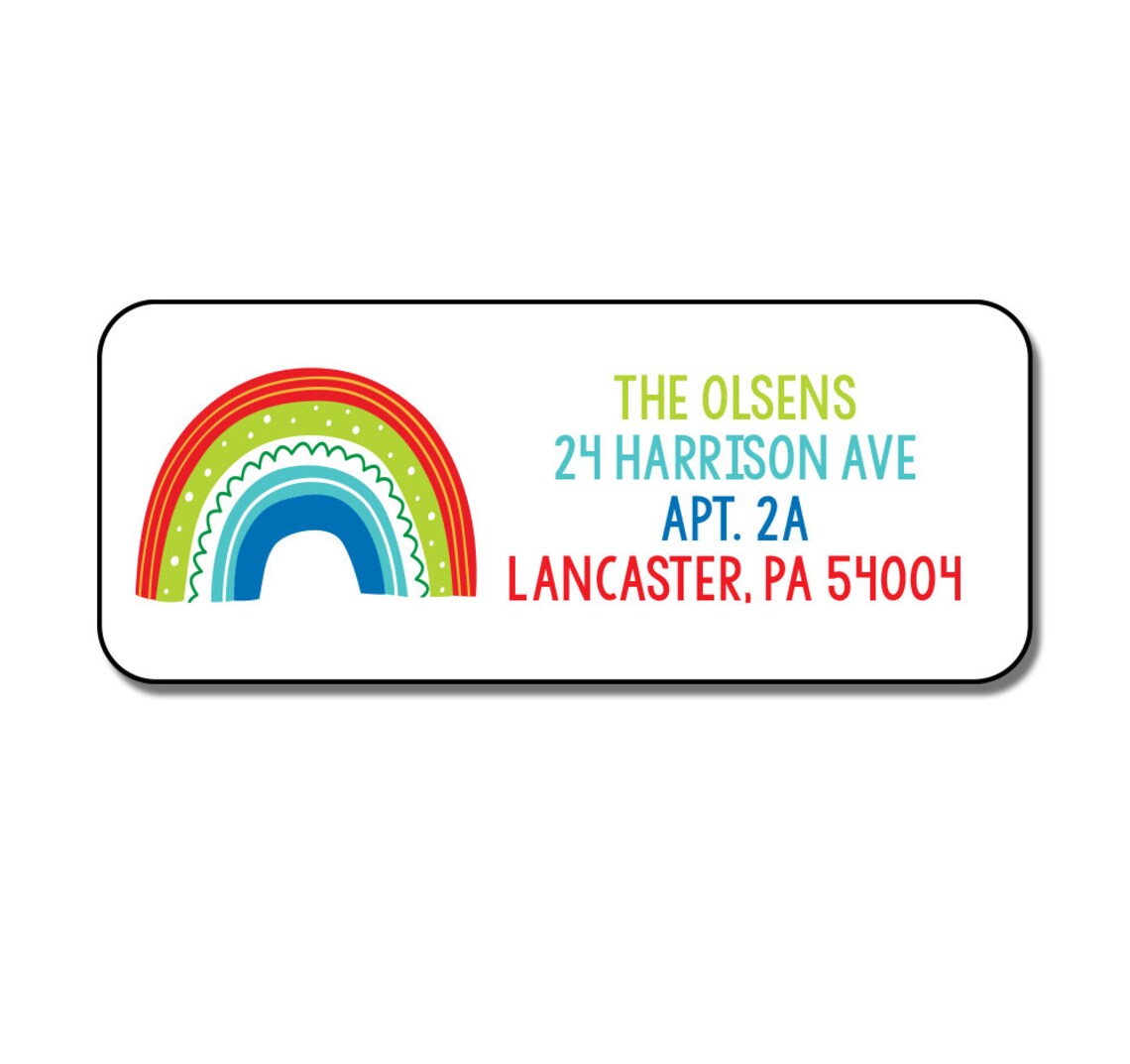 Custom Rainbow Address Labels, Trendy Rainbow Stickers, Mailing Labels ...