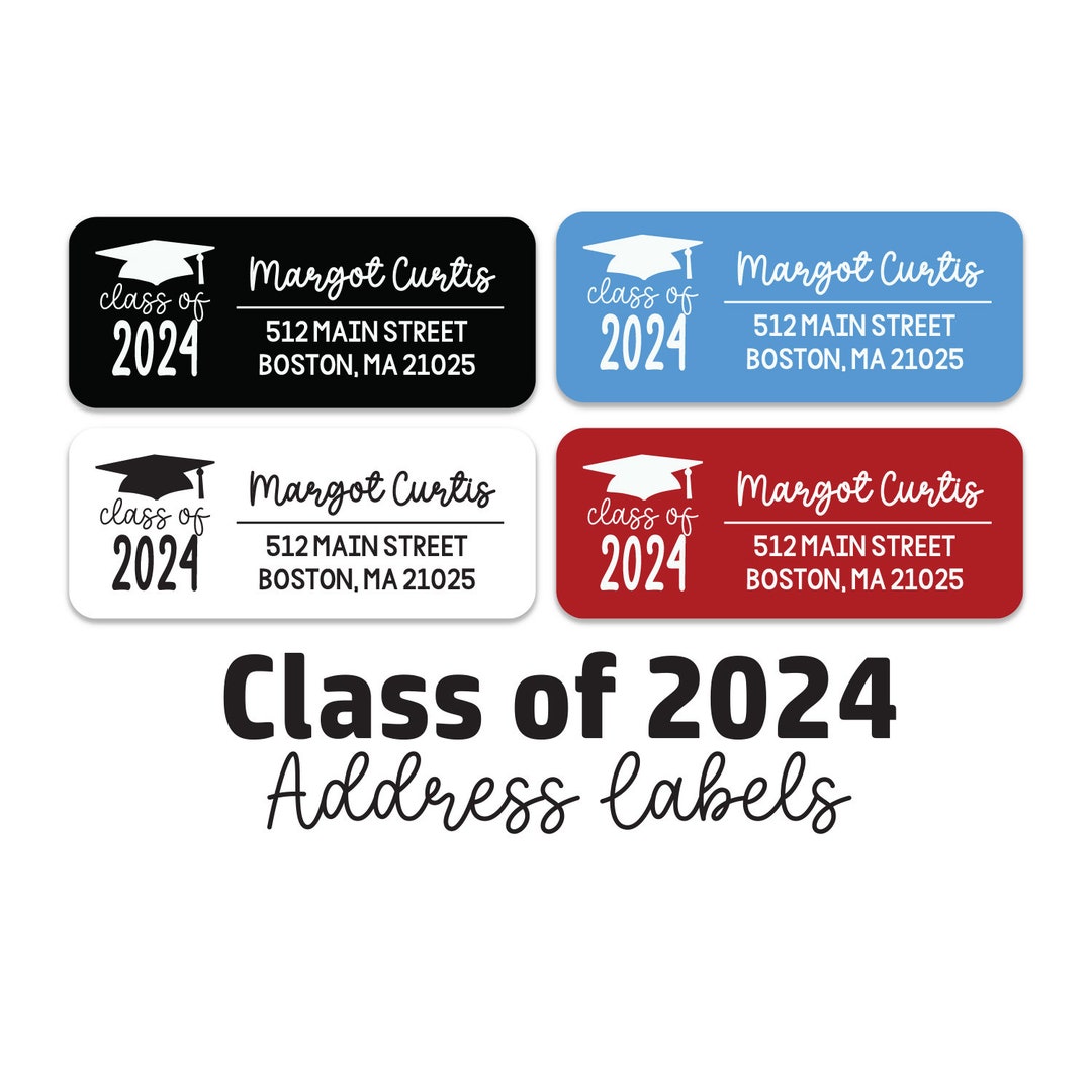 Graduation Address Return Labels, Class of 2024, Pick School Colors ...