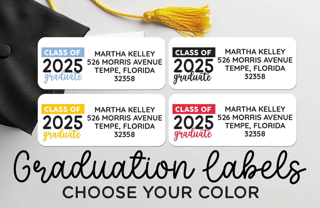 2025 Grad Address Labels | Custom Graduation Mailing Labels ...