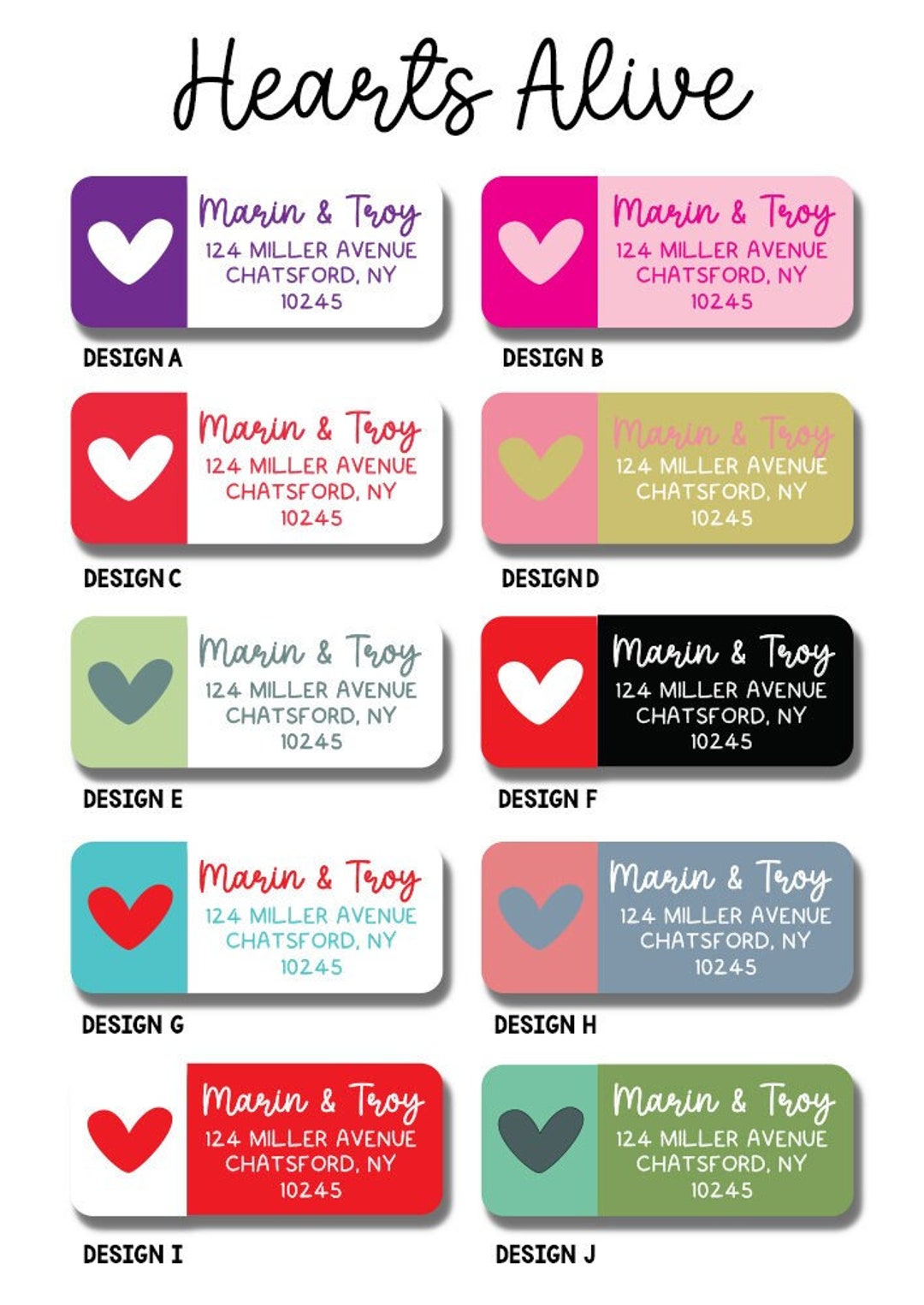 Heart Address Labels, Wedding Return Address Labels, Personalized ...