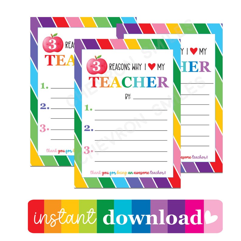 Why I Love My Teacher Printable, I Love Having You as My Teacher ...