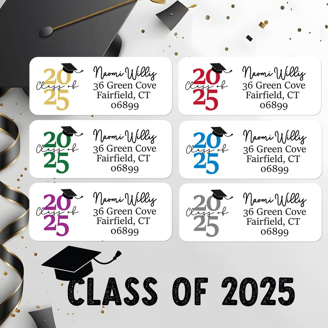 Class of 2024 Graduation Address Labels | Personalized High School ...
