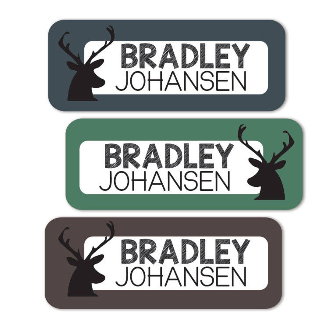 Daycare Labels for Boys, Deer Antler Stickers, Waterproof, Dishwasher ...