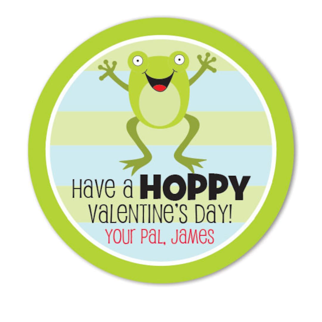 Personalized Frog Valentine Stickers, Hoppy Valentines Treat Bag ...