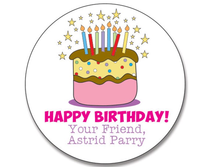 Personalized Happy Birthday Labels, Custom Birthday Stickers, Colorful ...