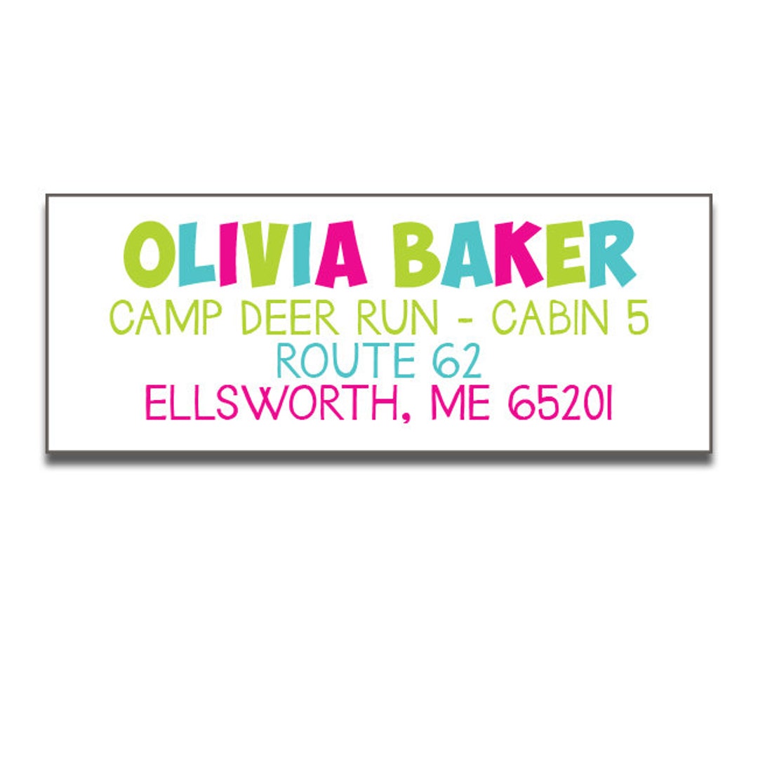 Girls Personalized Camp Address Labels, Return Labels for Camp, Camp ...