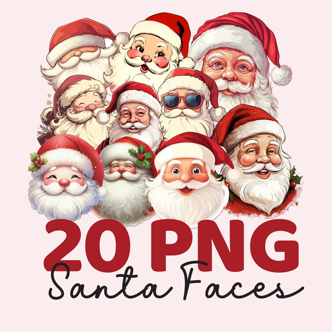 Santa Claus Faces Clipart, Transparent Pngs for Sublimation & Crafts ...