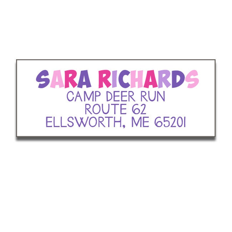 Girls Personalized Camp Address Labels Return Labels for - Etsy