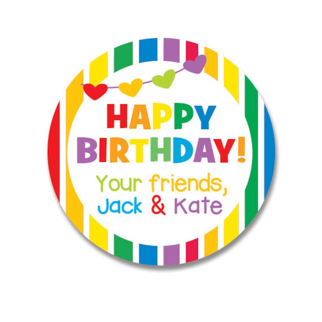 Personalized Birthday Stickers, Rainbow Birthday Stickers, Birthday ...