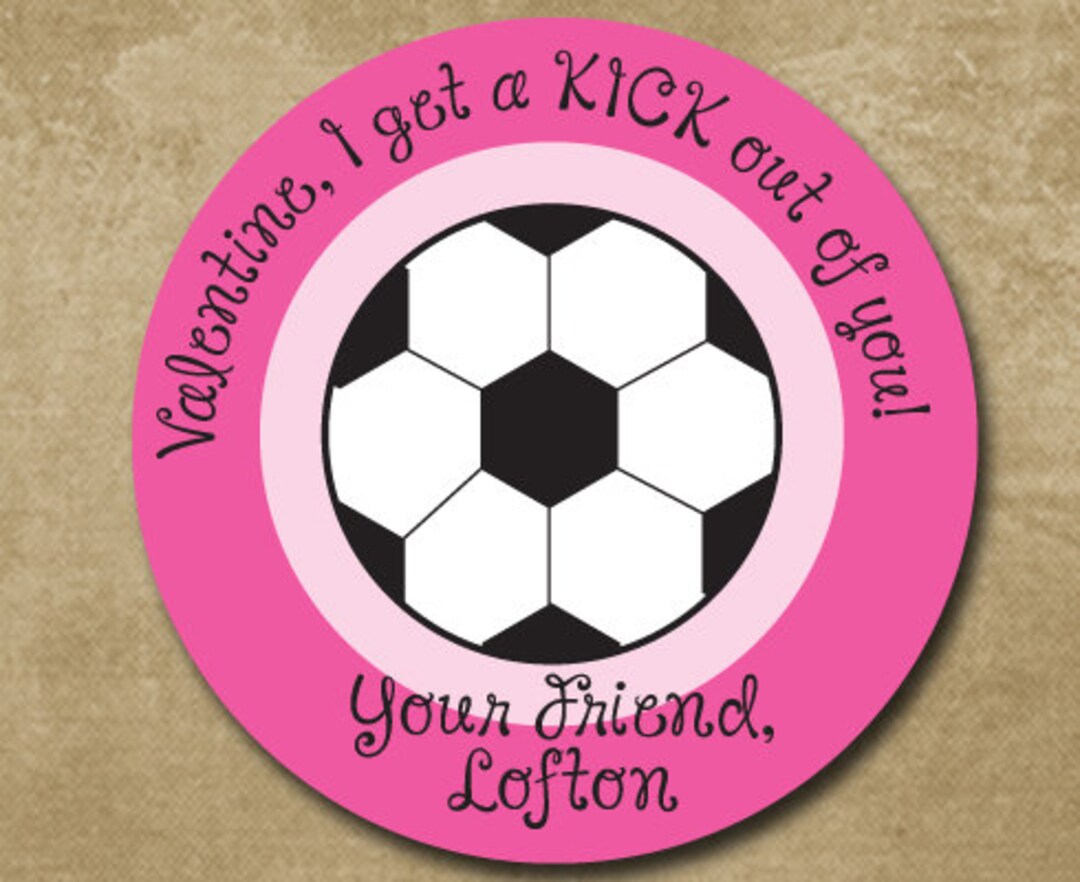 Soccer Valentine Day Stickers, Round Personalized Stickers for ...