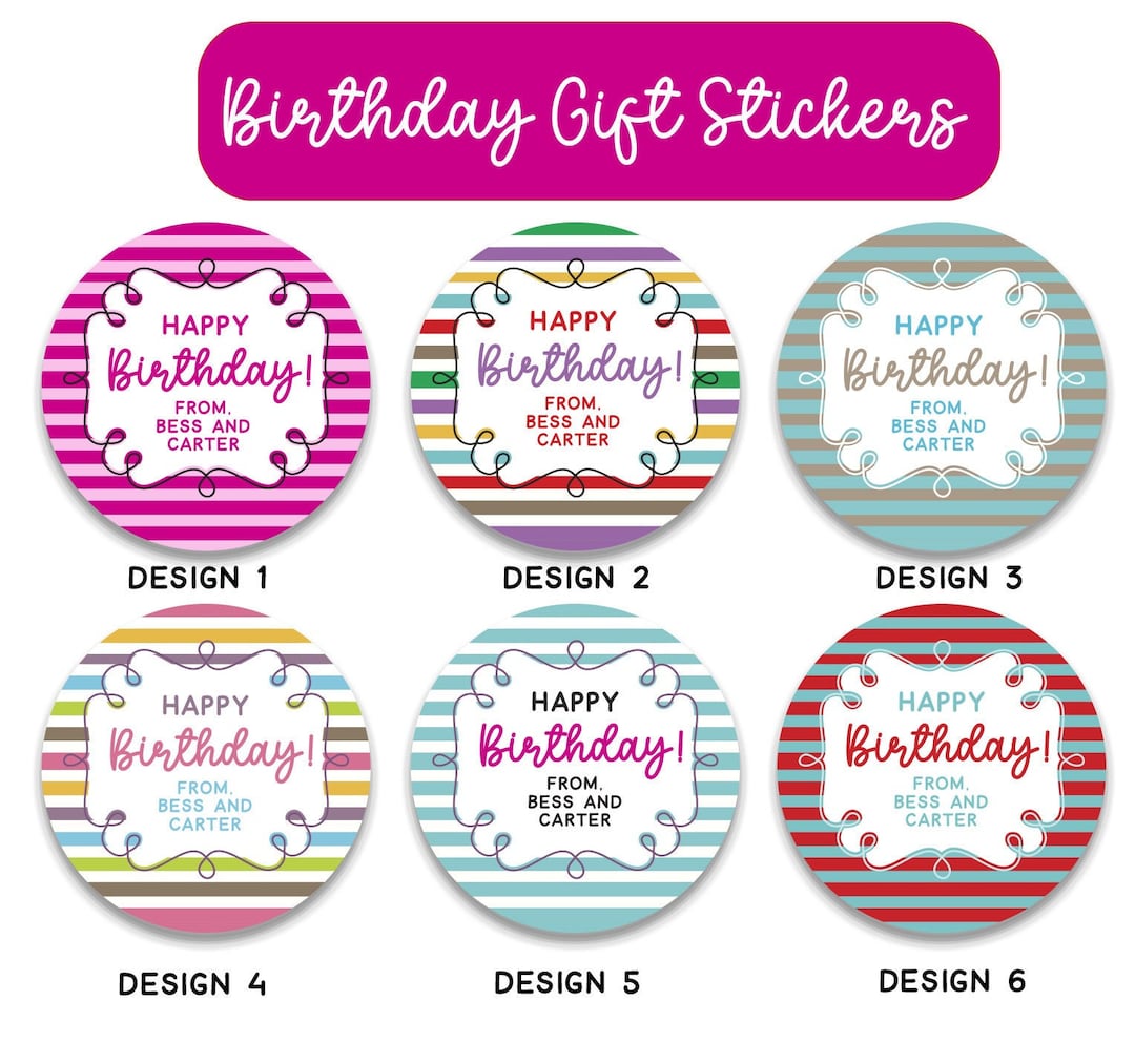 Birthday Stickers, Personalized Birthday Gift Labels, Happy Birthday ...