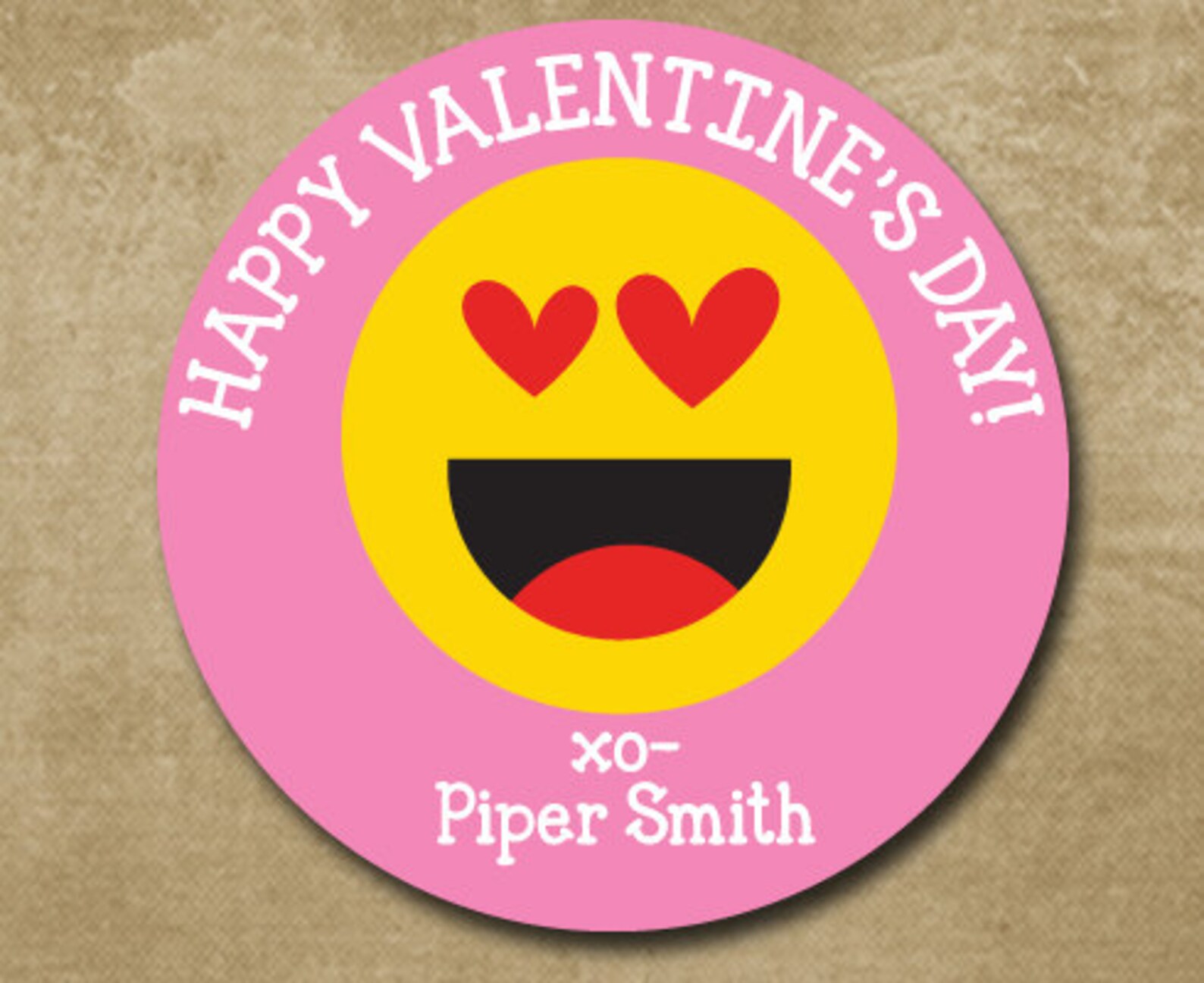 Emoji Valentine, Heart Eyes Emoji, Personalized Kids Valentine Day ...