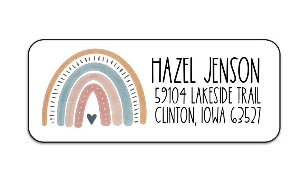 Boho Rainbow Address Labels, 30 Personalized Address Stickers, Rainbow ...