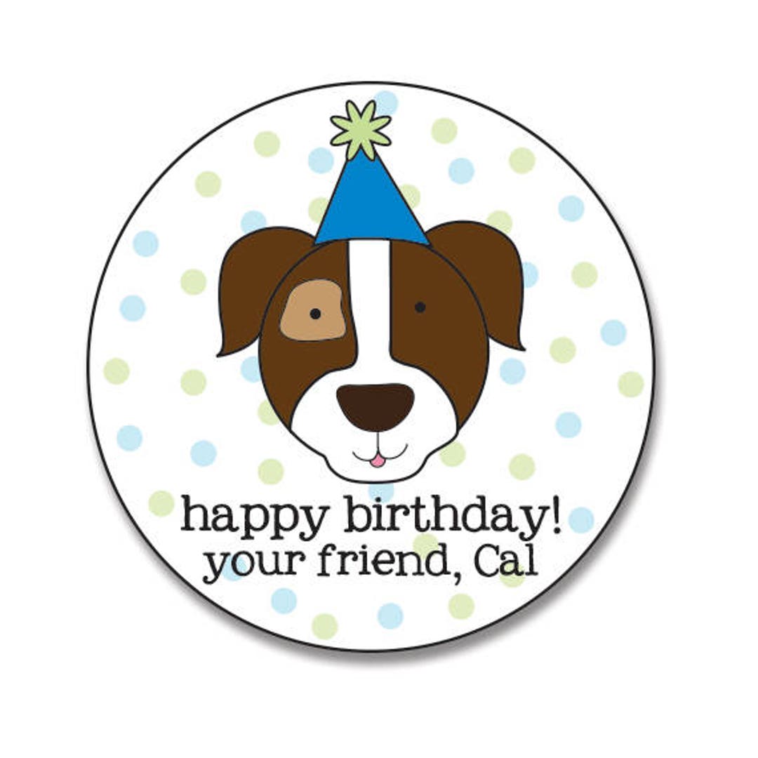 Puppy Birthday Stickers, Dog Birthday, Favor Gift Tags for Boys ...