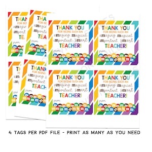 Teacher Appreciation Printable Tag | Teacher Rainbow Tags | Staff Gift ...