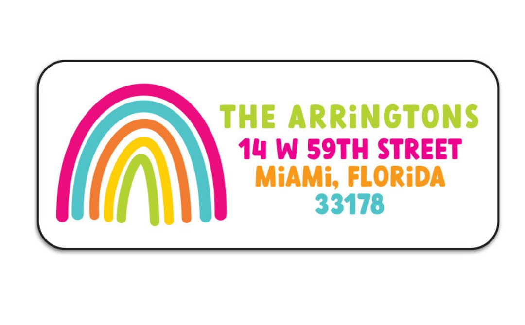 Address Mailing Labels, 30 Personalized Address Stickers, Rainbow ...