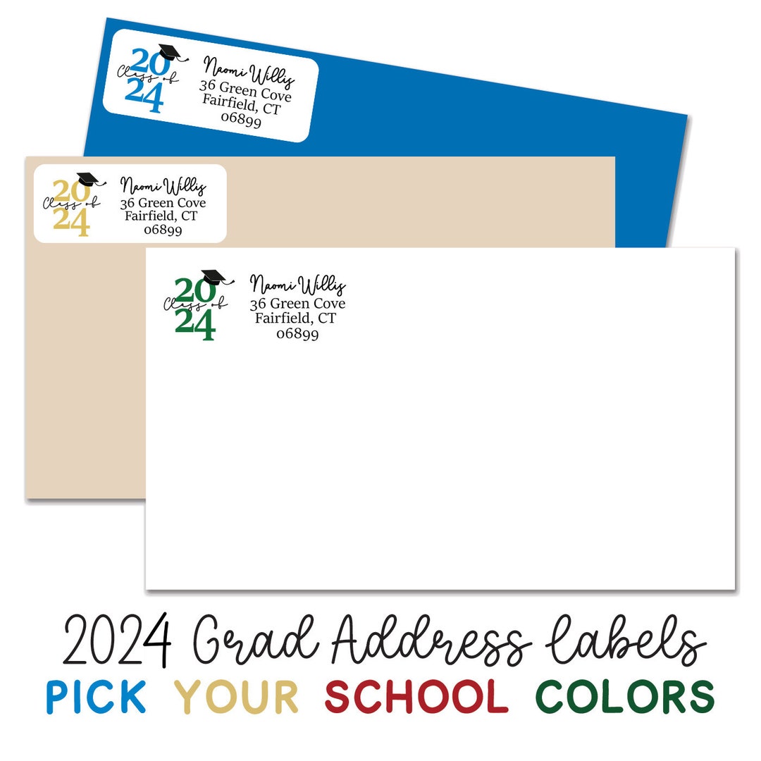 60 Graduation Address Labels Graduate Announcement Return Address Label ...