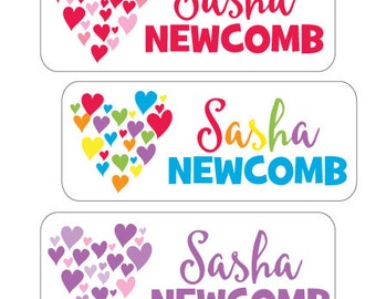 Girl Name Labels, 30 Personalized Chevron Waterproof Stickers for ...