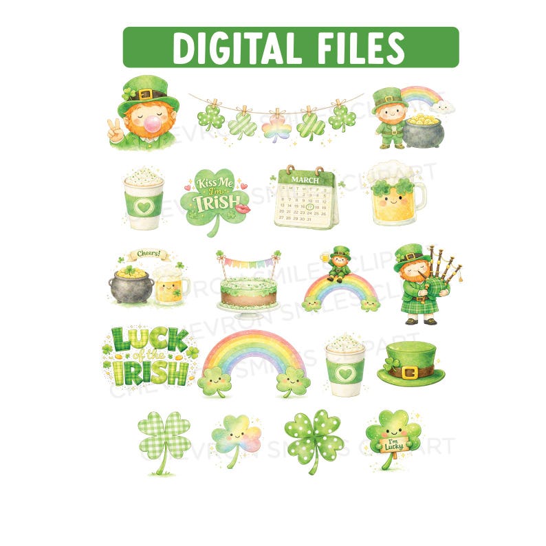 St Patrick's Day Clipart Bundle PNG | Irish Watercolor, Leprechaun ...