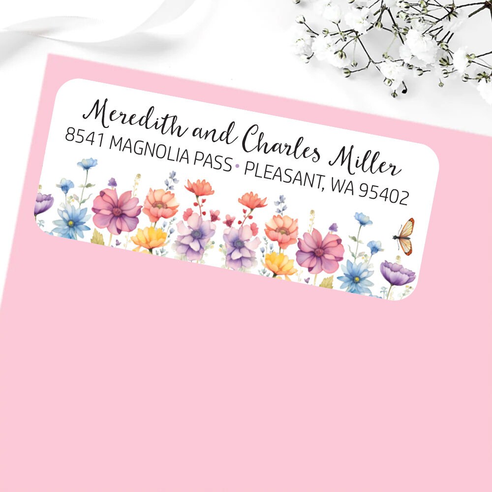Custom Return Address Label | Floral Personalized Mailing Labels ...