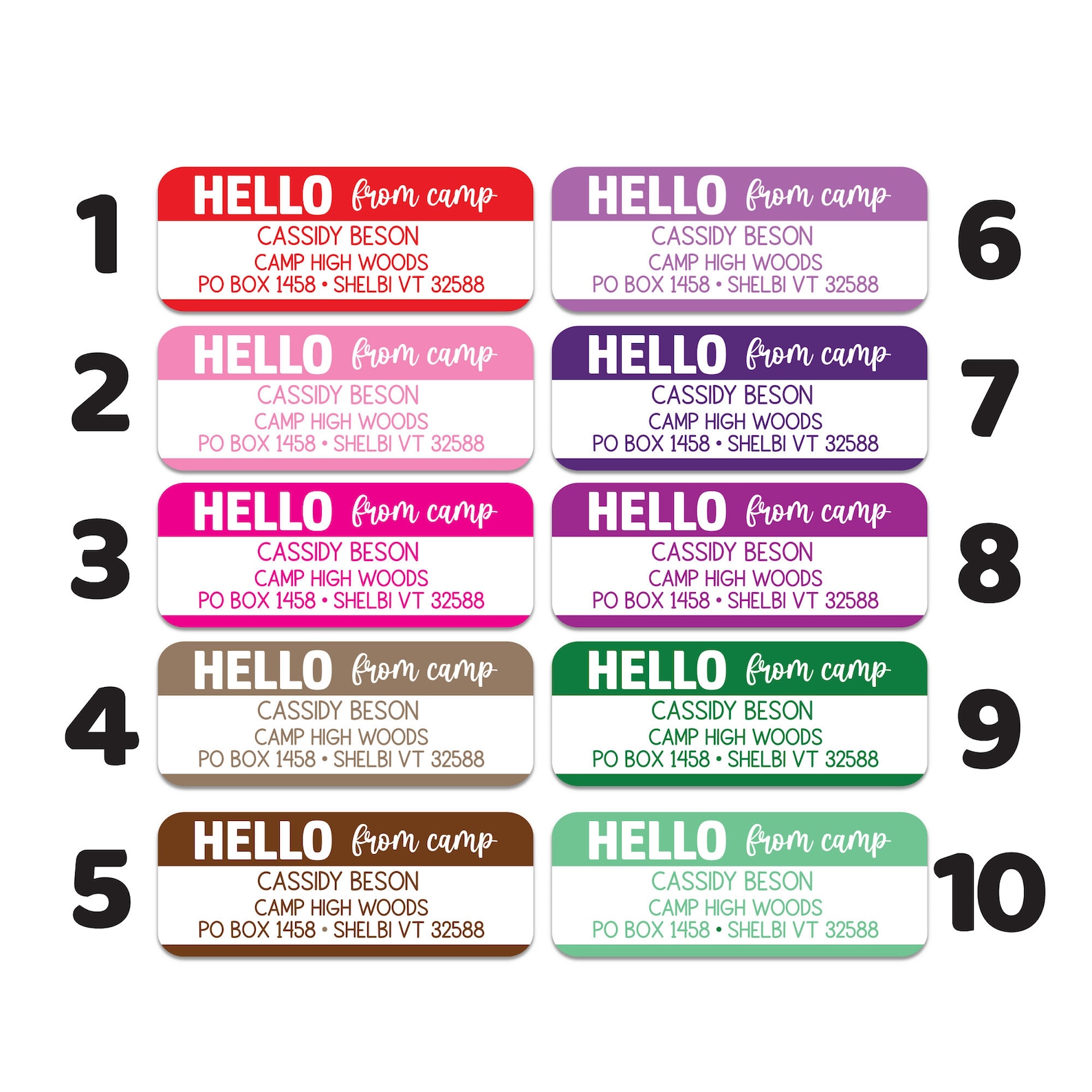 Personalized Camp Address Labels, Hello From Camp Stationery, Return ...