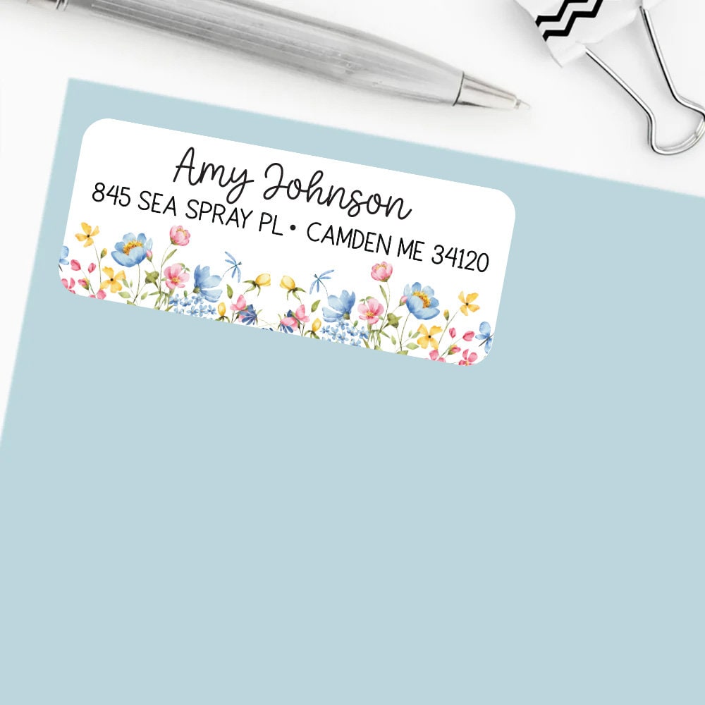 Custom Return Address Label | Floral Personalized Mailing Labels ...