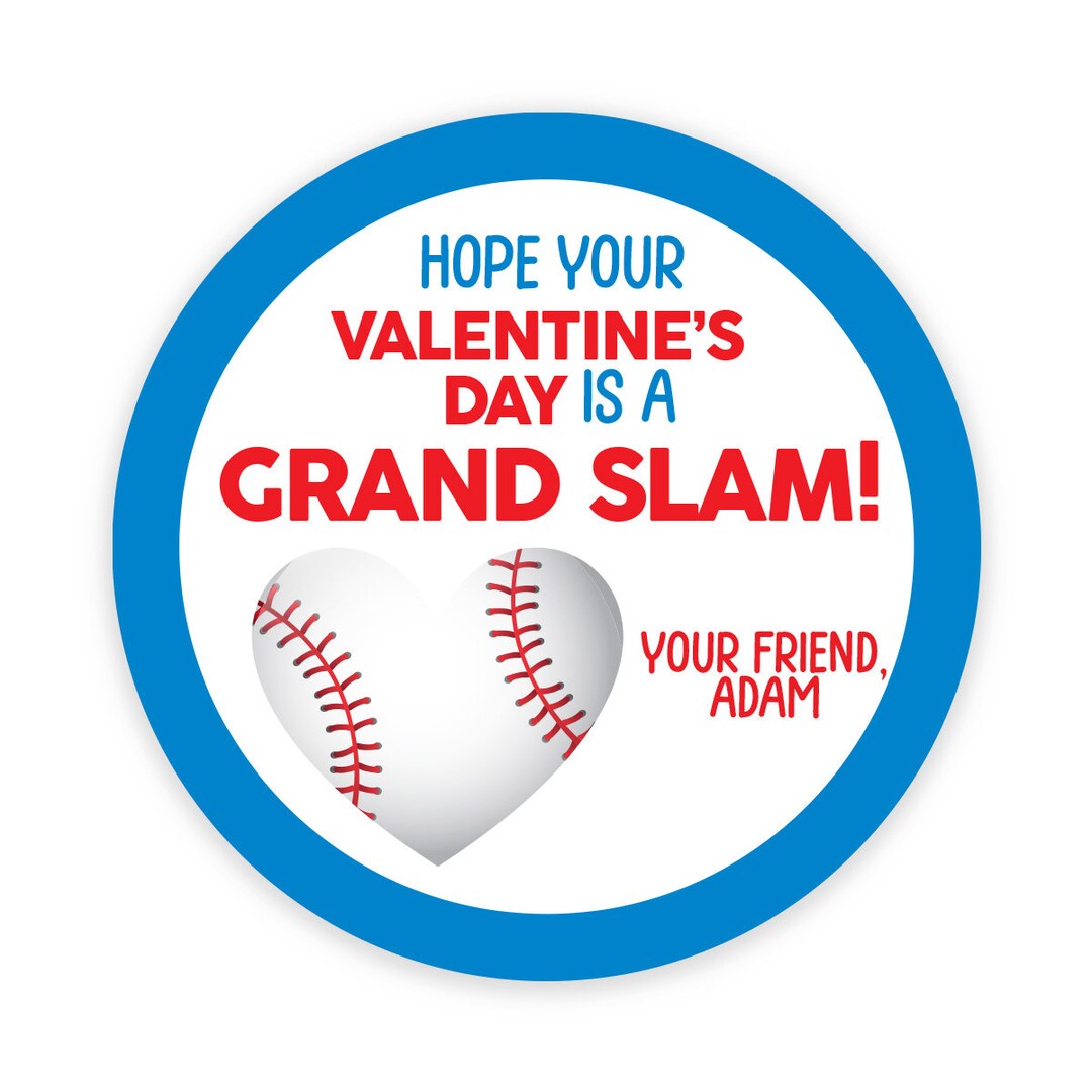 Baseball Valentine's Day Stickers | Personalized Grand Slam Valentine ...