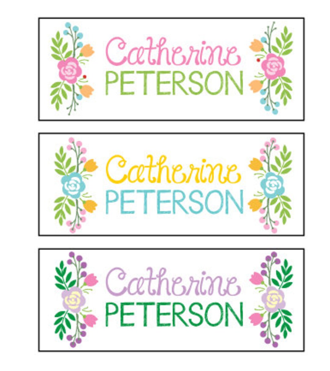 School Name Labels Personalized Girl Daycare School Supplies Baby ...