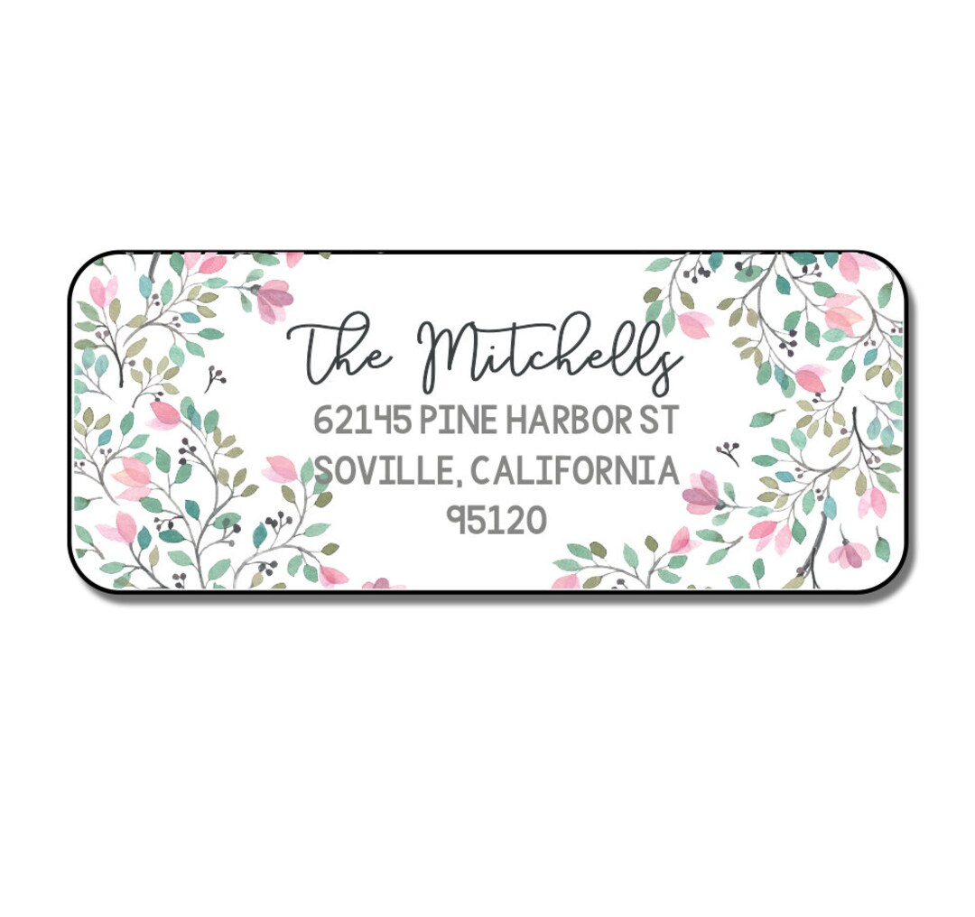 Personalized Floral Return Address Labels, Watercolor Floral Address ...