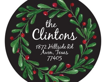 Round Christmas Address Labels - Etsy